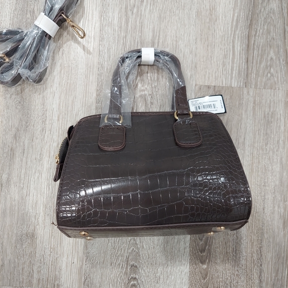bebe | Bags | Nwt Bebe Chocolate Brown Fabiola Mini Croco Crossbody ...